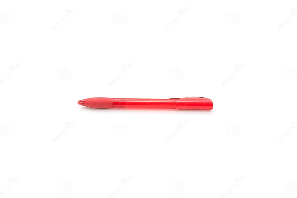 Single Red Biro Agains a White Background Stock Image - Image of write ...