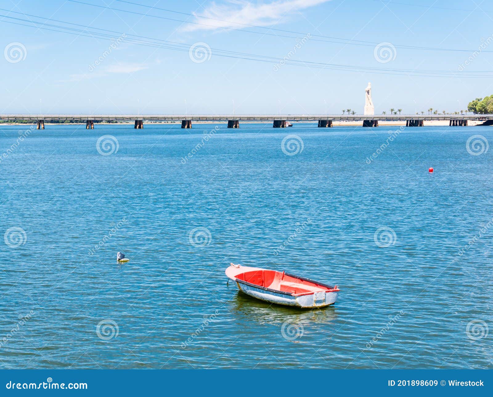 Single Red Boat Floating in the Sea Stock Image - Image of nature ...