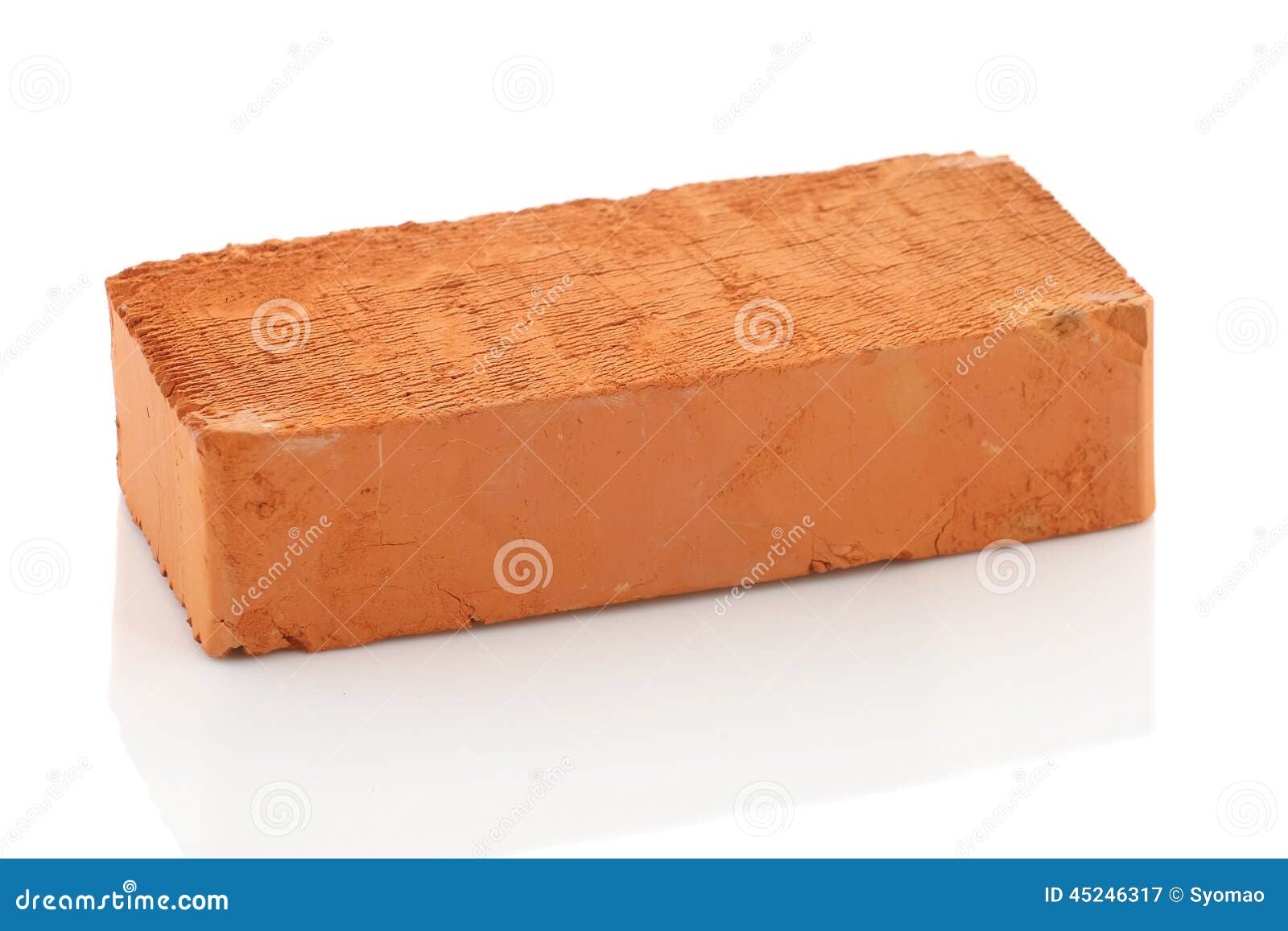 Single Red Brick on White Background Stock Image - Image of details ...