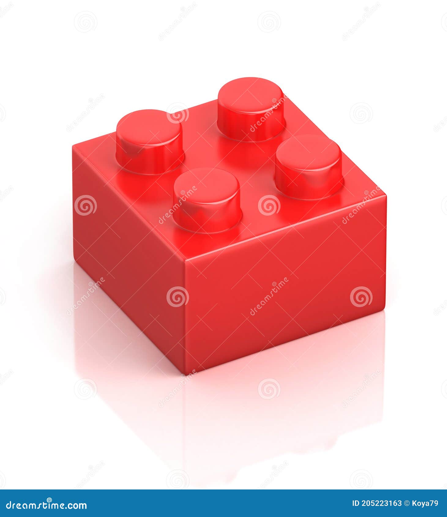 Single Red Building Block Isolated on White Stock Illustration ...
