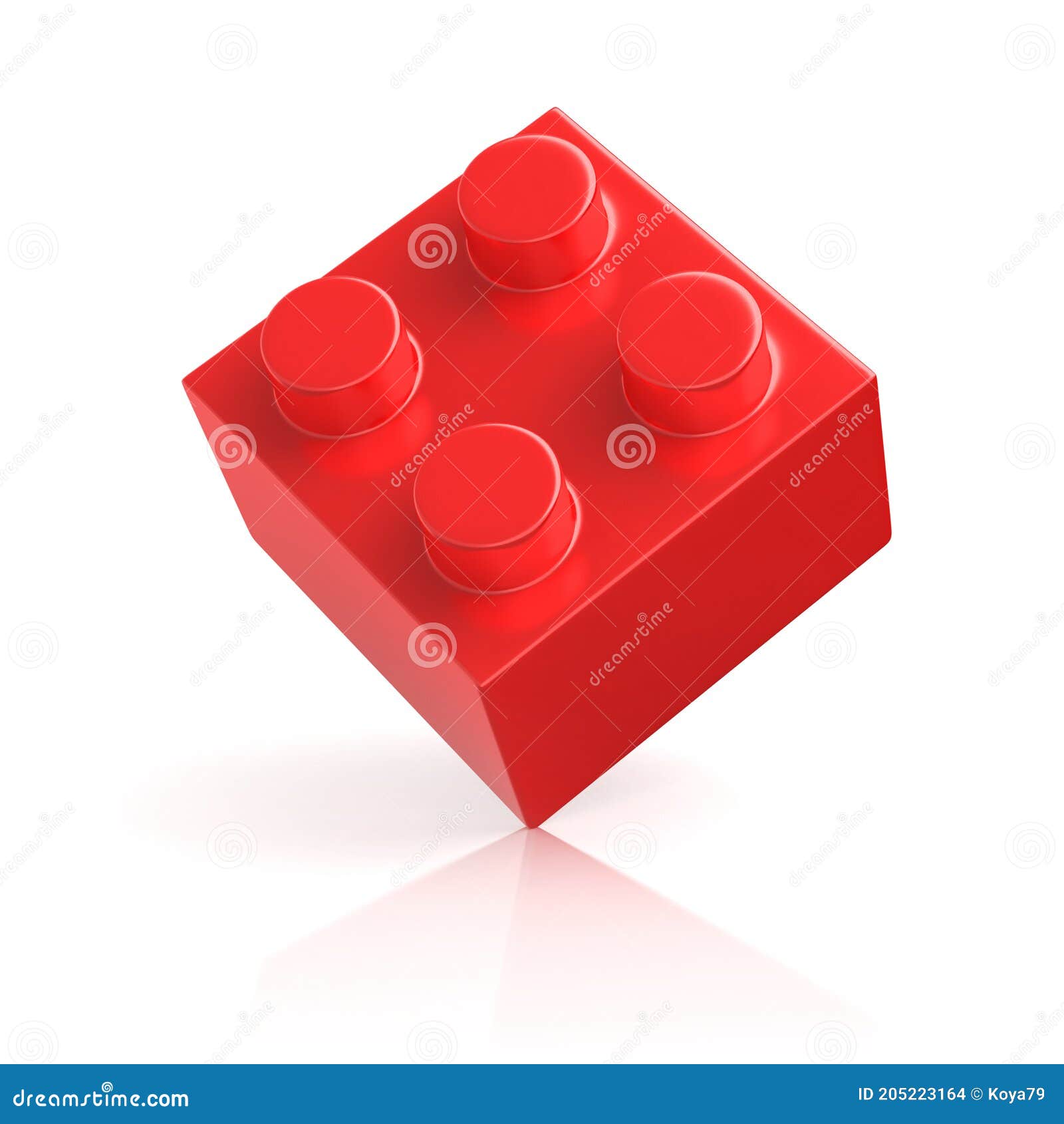Single Red Building Block Isolated on White Stock Illustration ...