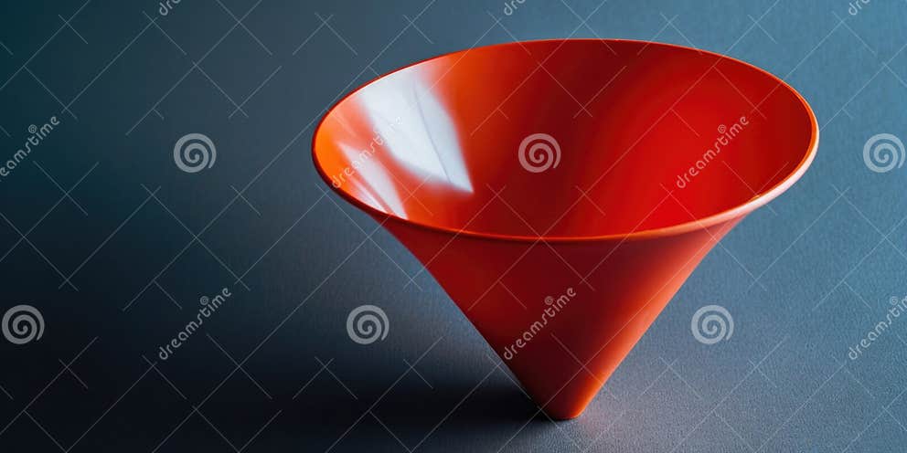 A Single Red Cone-shaped Object Sits on a Bright Blue Surface, Offering ...