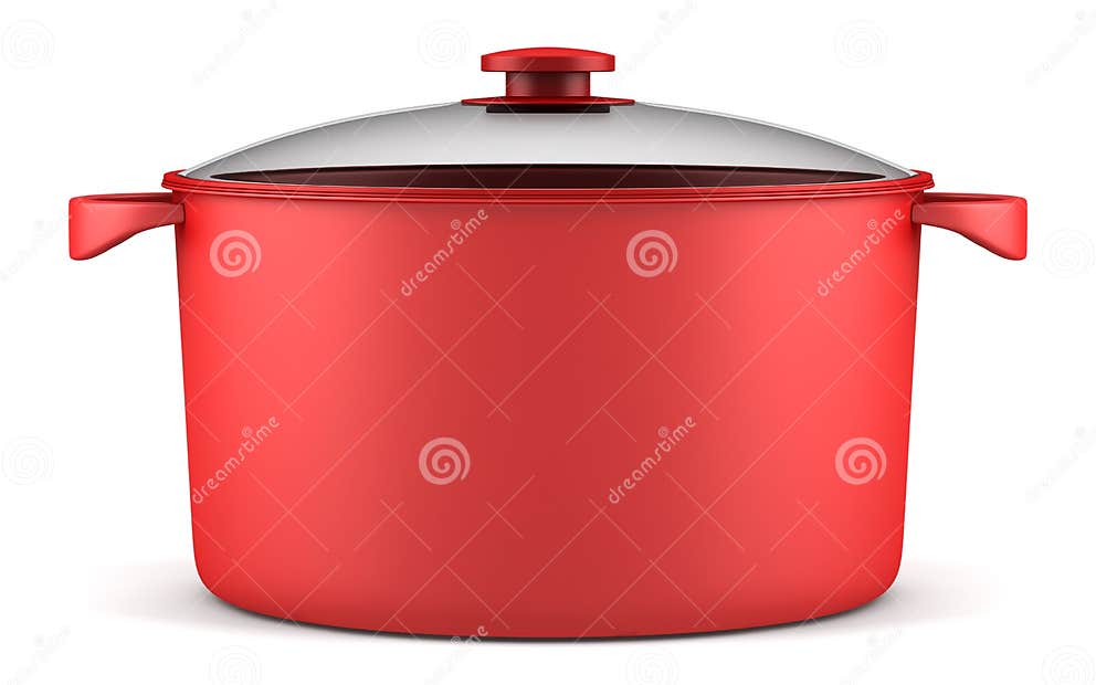 Single Red Cooking Pan Isolated on White Stock Illustration ...