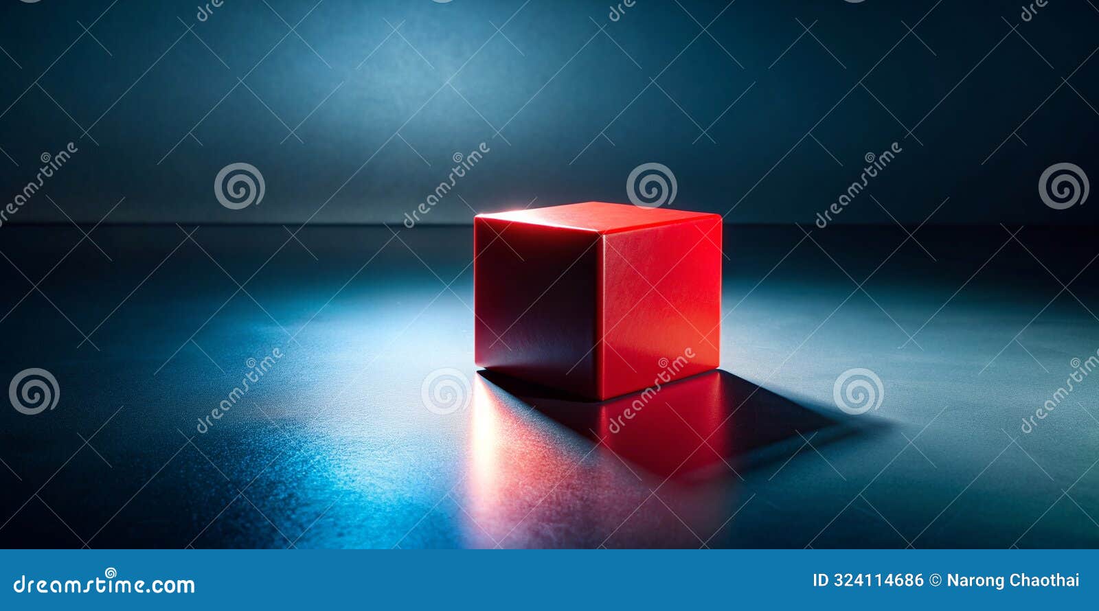 Single Red Cube in a Dramatic Lighting Scene AI-Generated Content Stock ...