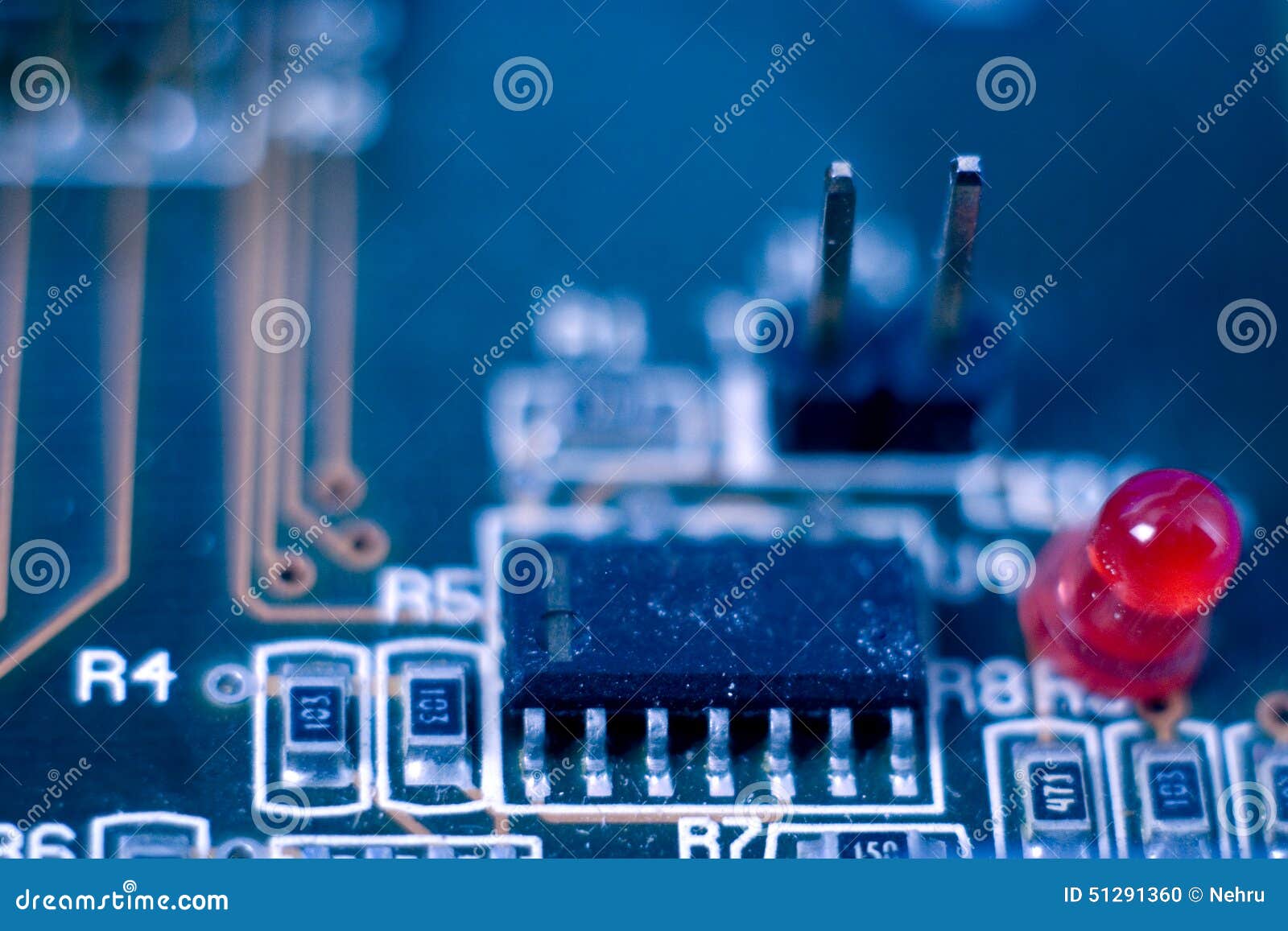 Single Red Diode on Electronic Circuit Board Stock Photo - Image of ...