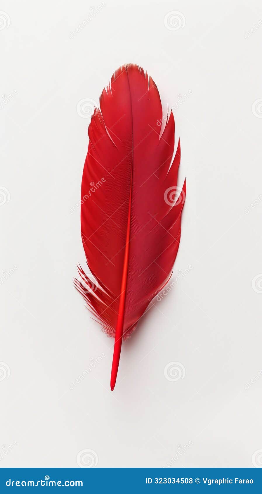 Single Red Feather on White Background, Minimalistic Design. Concept of ...