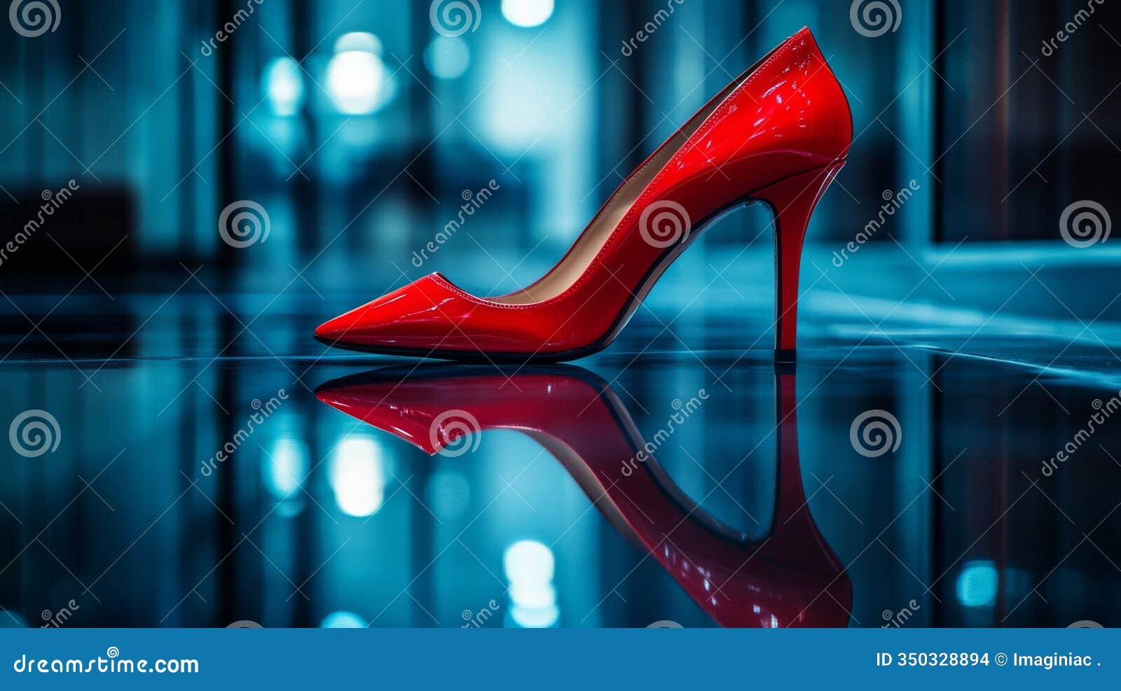 A Single Red High Heel Shoe Reflects Elegantly Stock Illustration ...