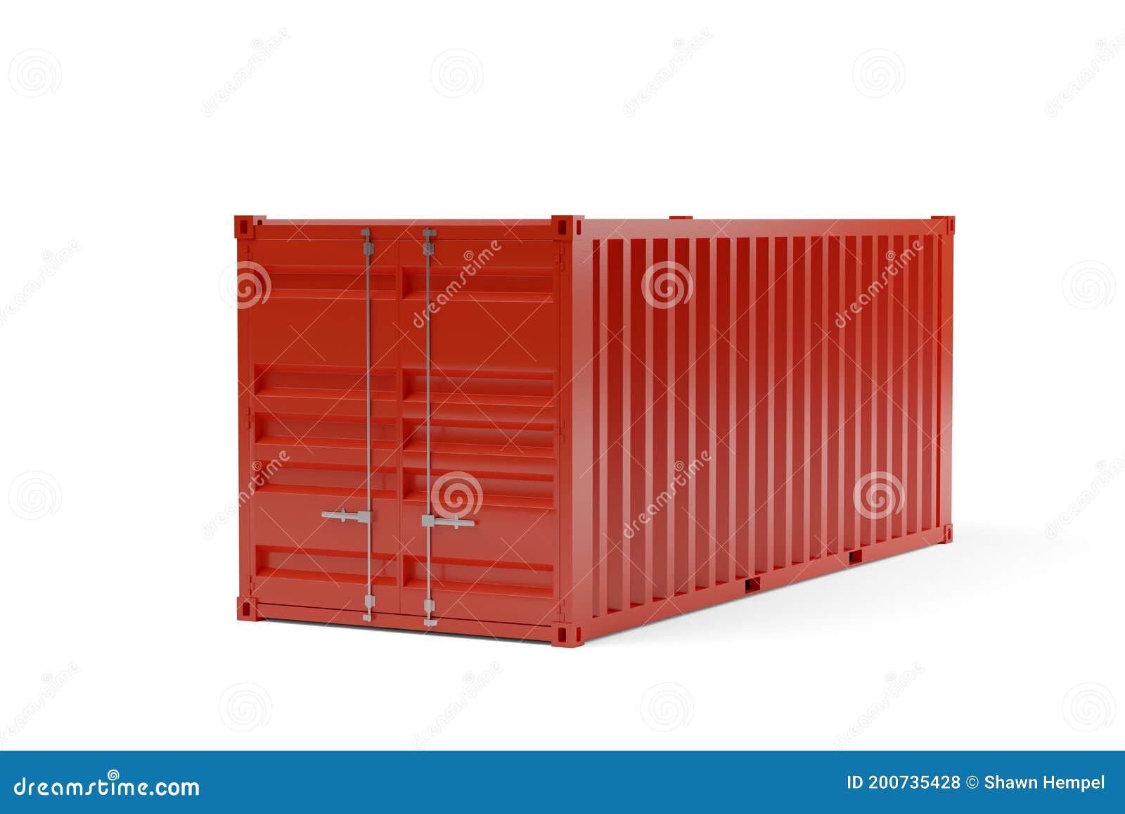 Single, Red, Intermodal Cargo Shipping Container Over White Background ...