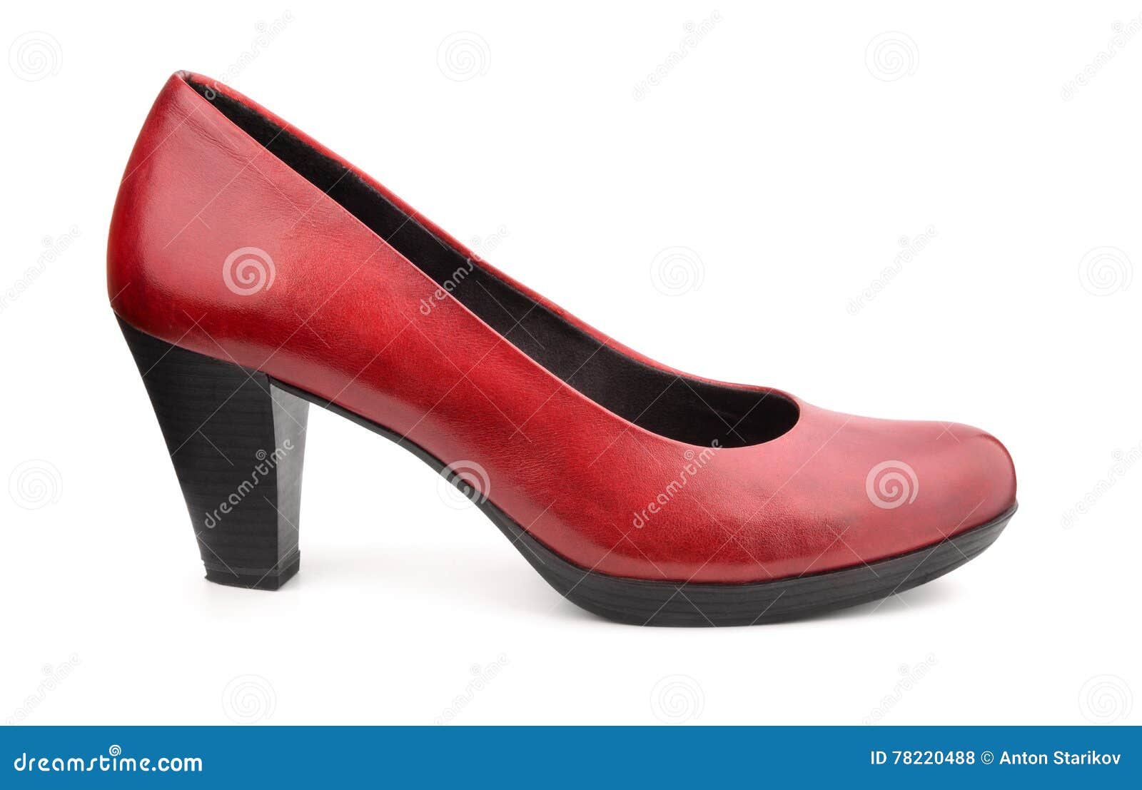 Single Red Leather Women Shoe Stock Photo - Image of glamour, isolated ...
