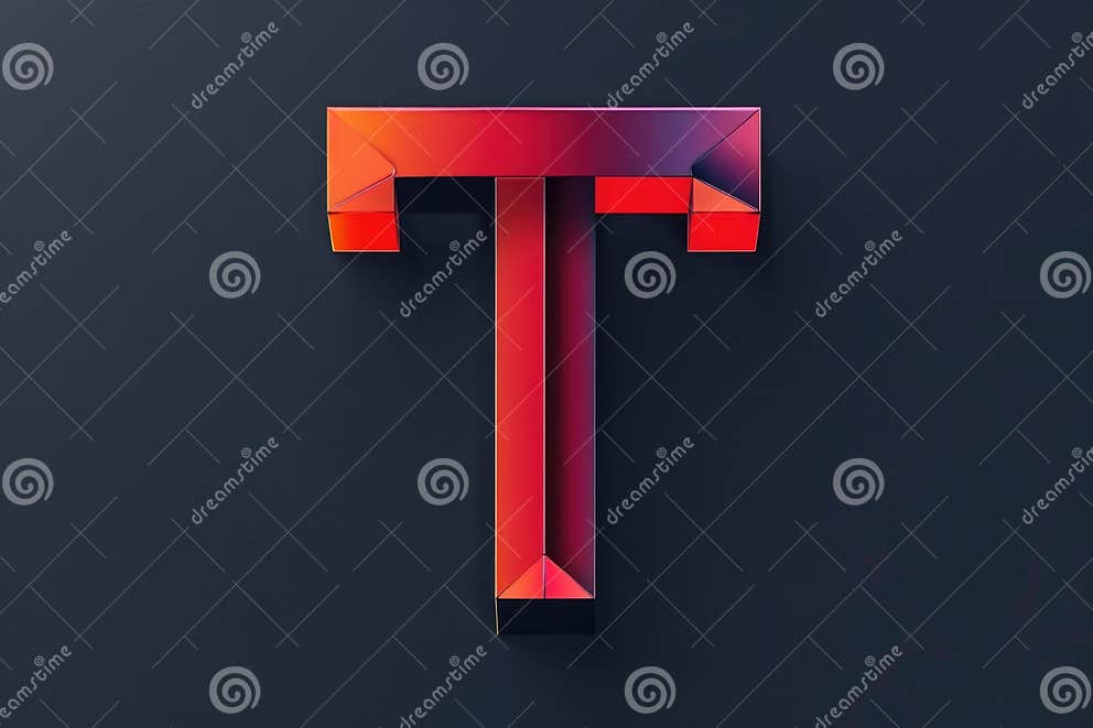 A Single Red Letter T on a Black Background Stock Illustration ...