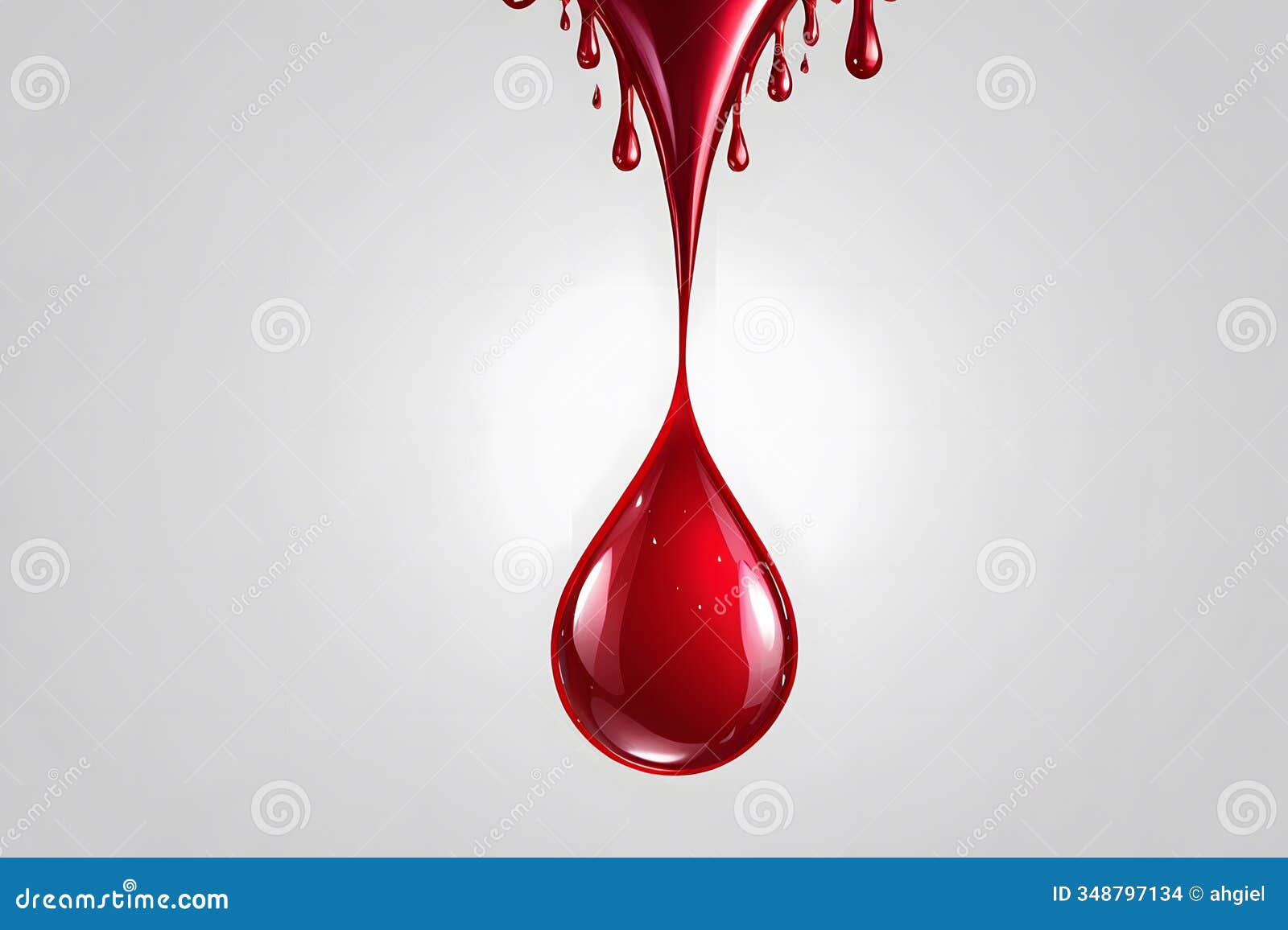 Single Red Liquid Drop Falling on White Background Stock Illustration ...