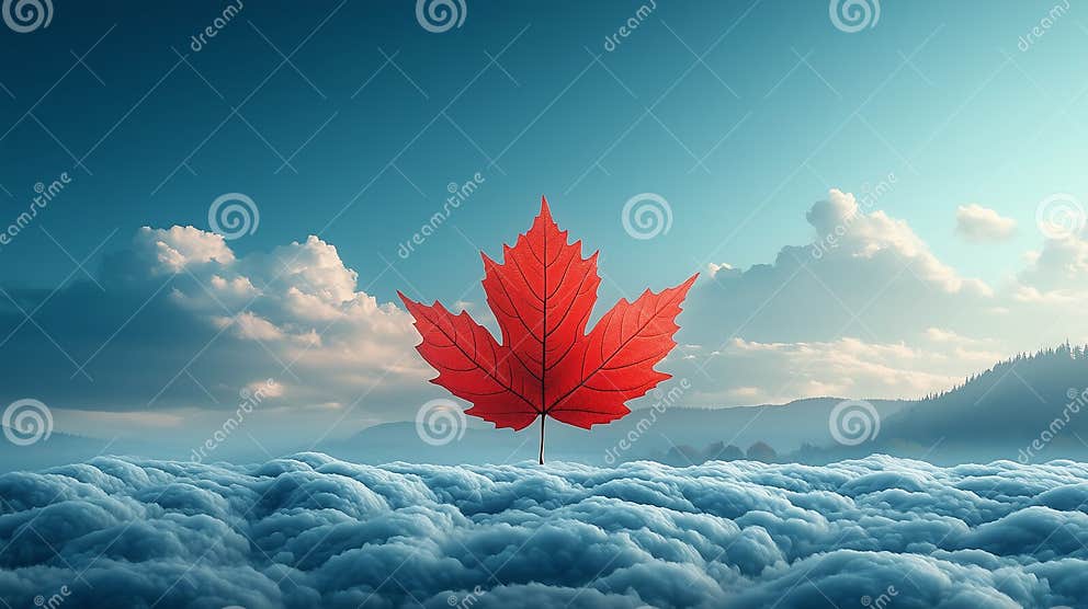 Single Red Maple Leaf Falling Autumn Sky Stock Photo - Image of leaf ...