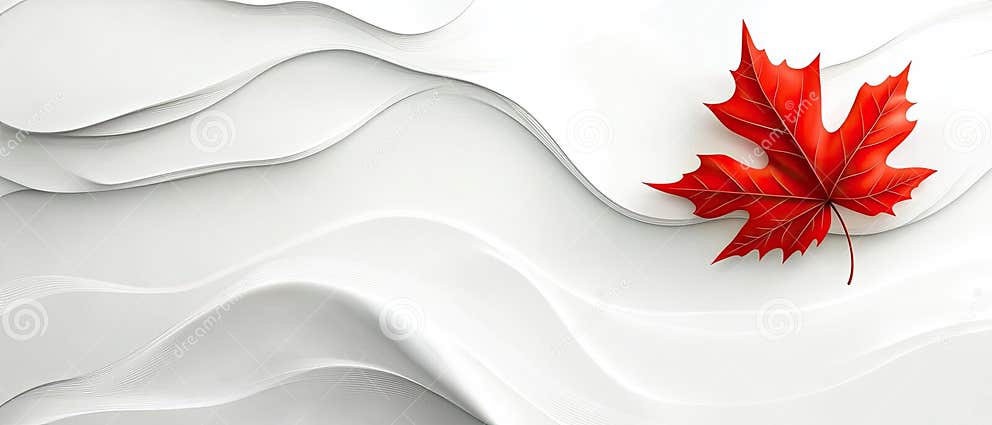 Maple Leaf on a White Wave Abstract Background Stock Illustration ...