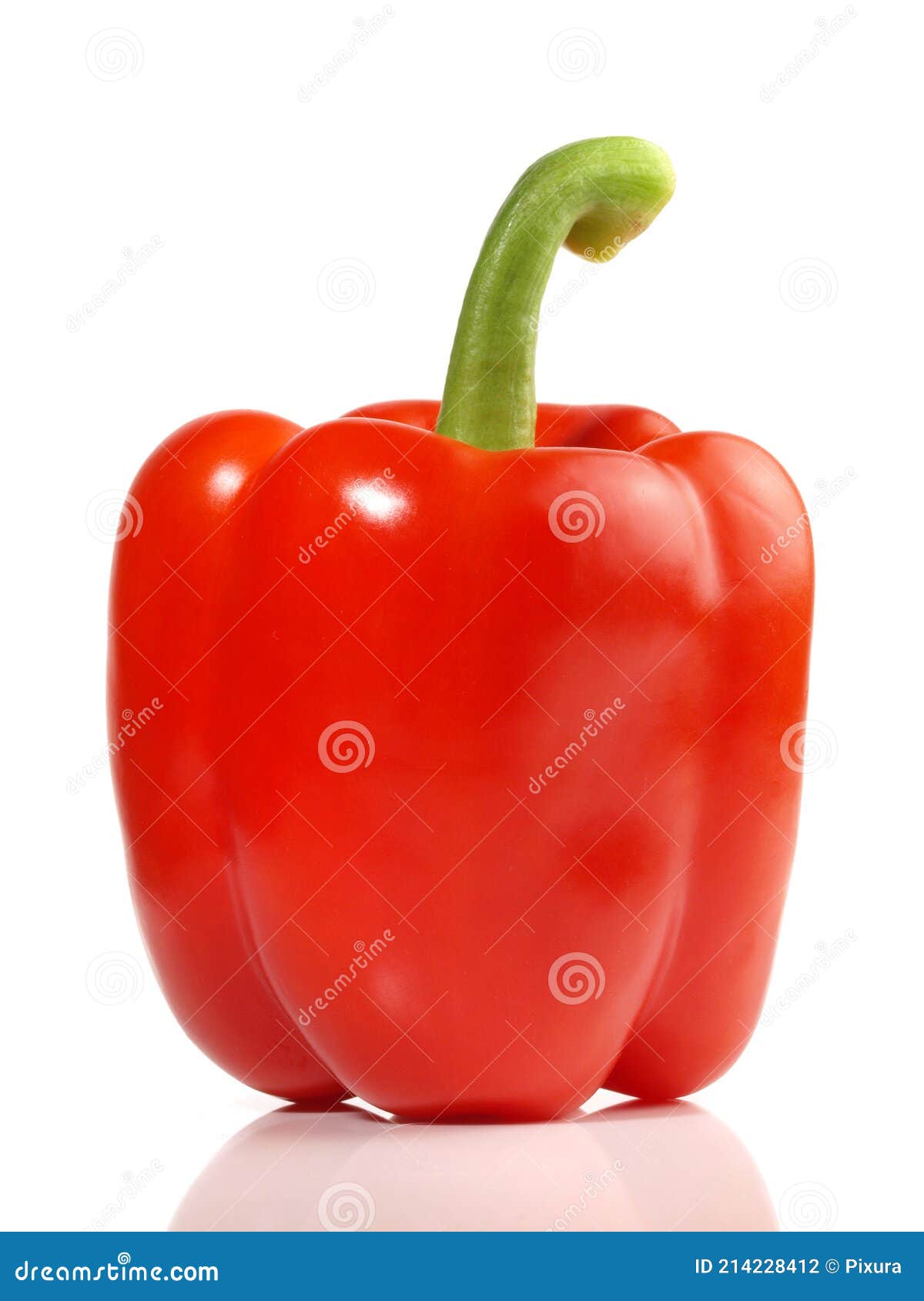 Single Red Peppers on White Background - Isolated Stock Photo - Image ...