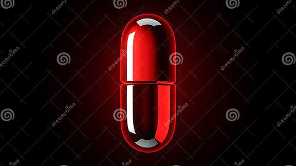 Red Pill on Black Background Stock Illustration - Illustration of ...