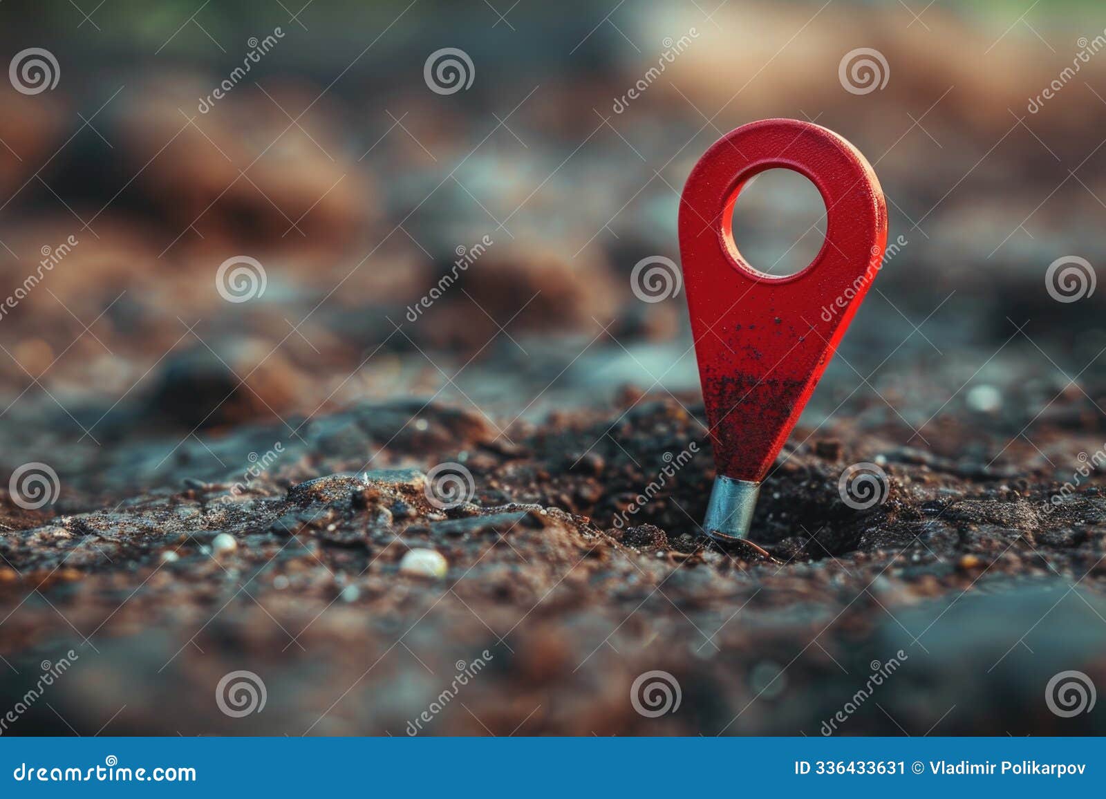 A Single Red Pin Protruding from the Earth, Possibly Used for Marking ...