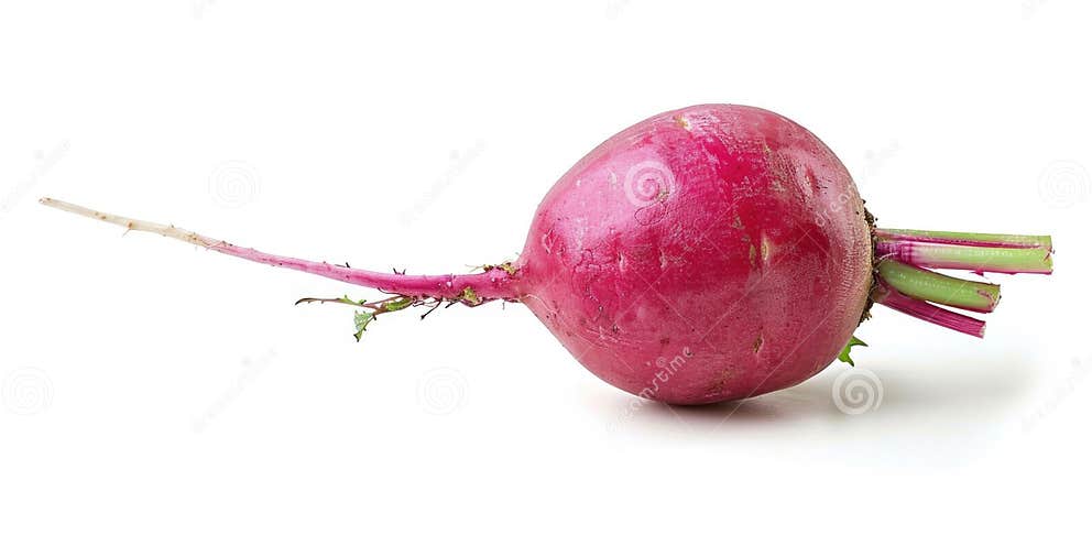 Single Red Radish on a White Background, Simple and Clean Composition ...