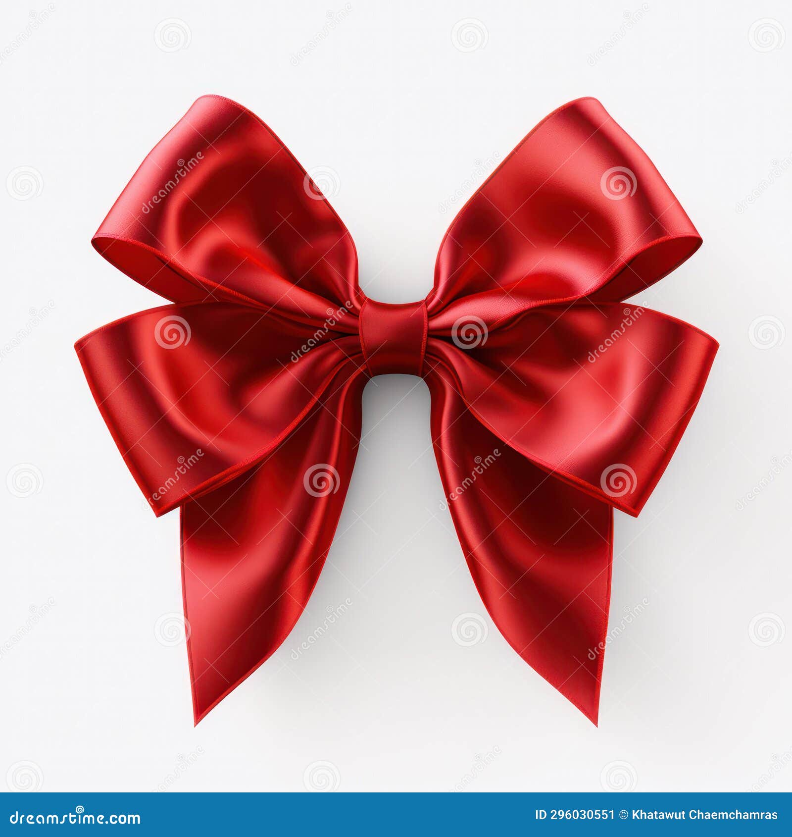 Single Red Ribbon Bow on Clean White Background Stock Image - Image of ...