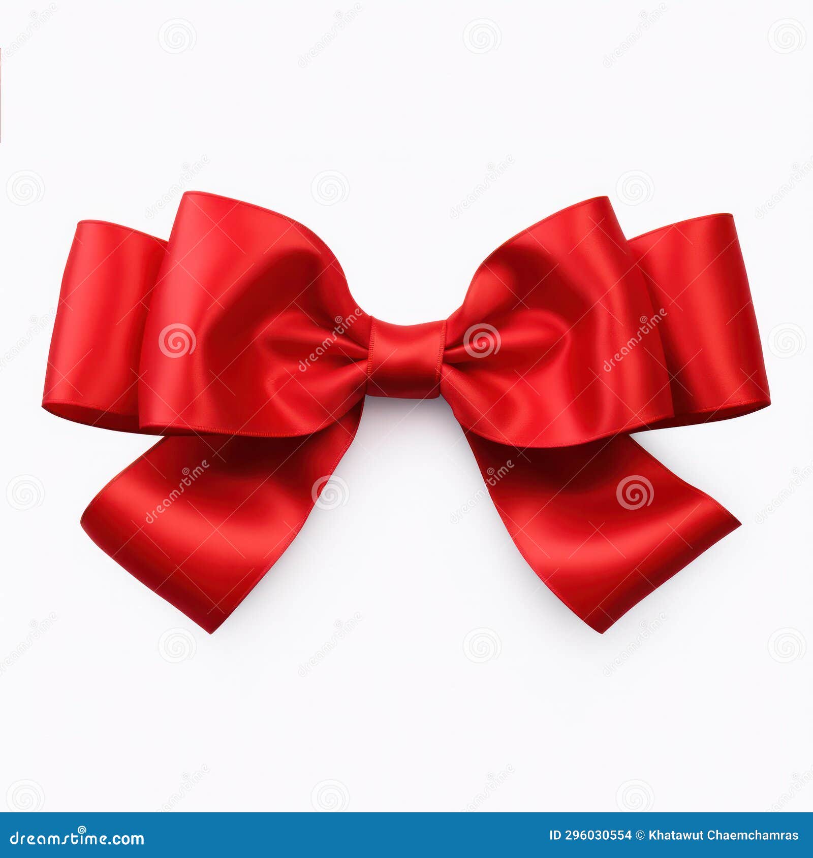 Single Red Ribbon Bow on Clean White Background Stock Photo - Image of ...