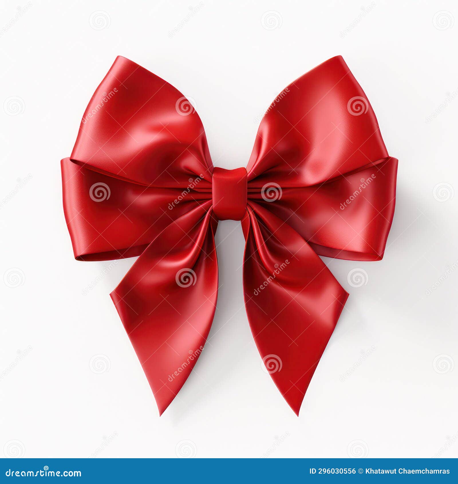 Single Red Ribbon Bow on Clean White Background Stock Illustration ...