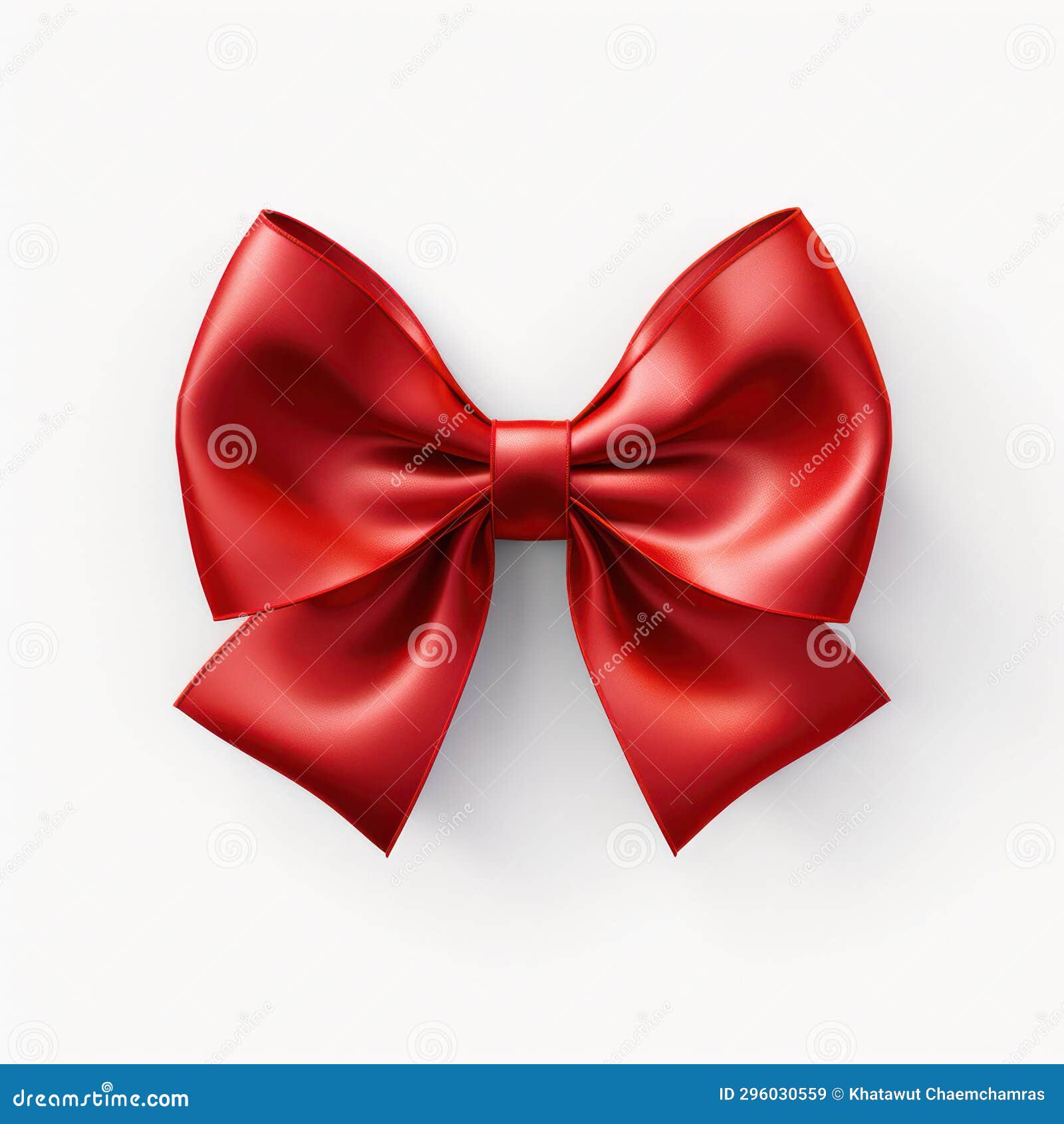 Single Red Ribbon Bow on Clean White Background Stock Image - Image of ...