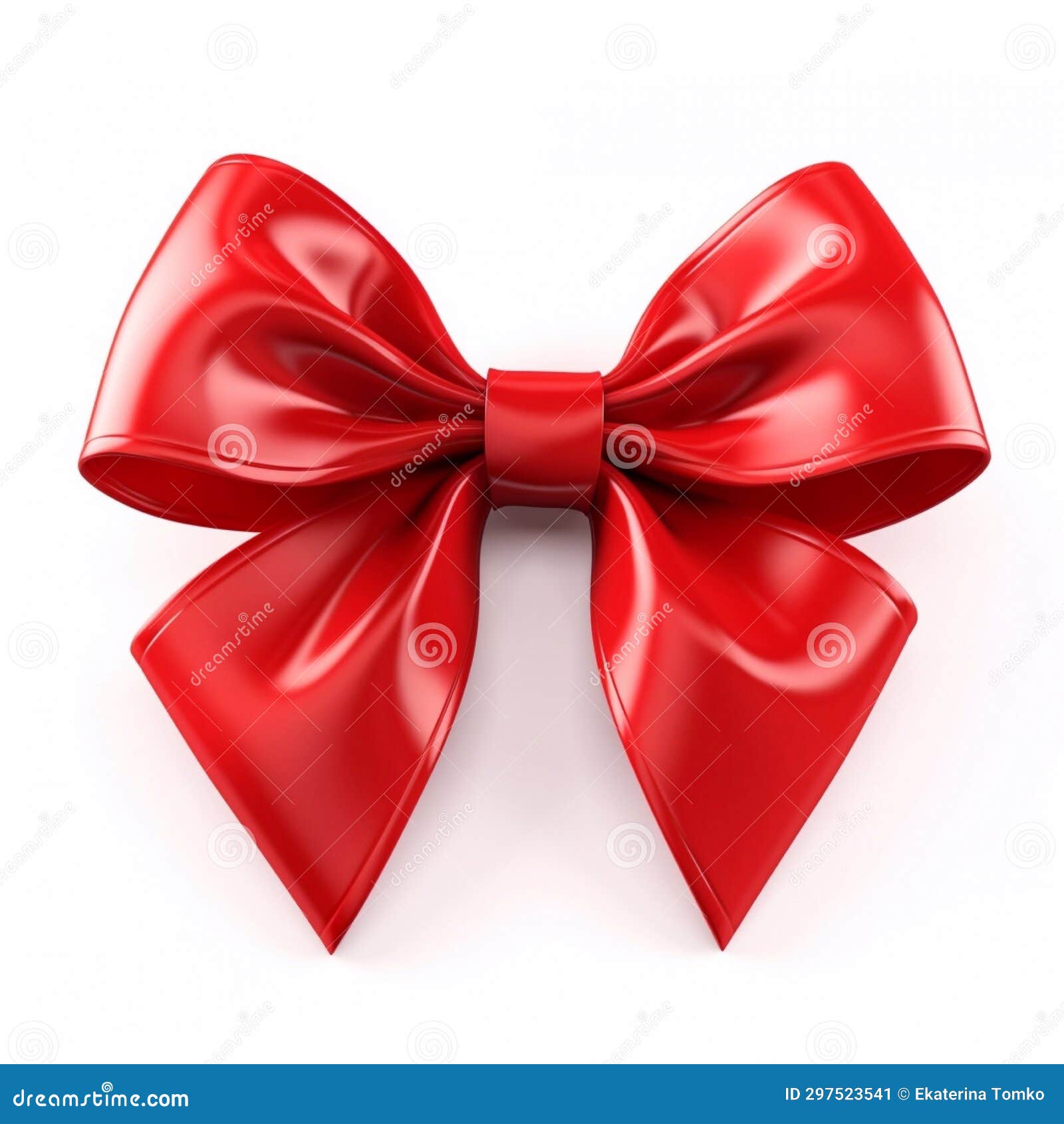 Single Red Ribbon Satin Gift Bow Isolated on White. Generative AI Stock ...