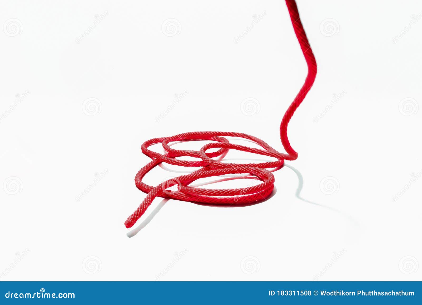 Single red rope thread. stock photo. Image of pattern - 183311508
