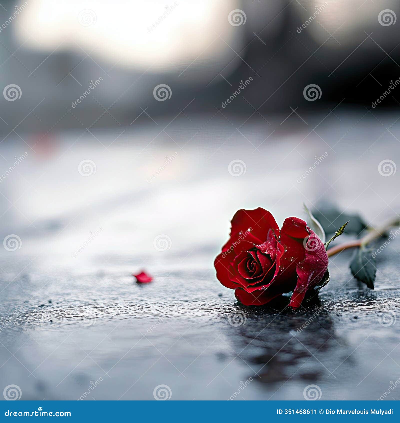 Single Red Rose on Ground stock image. Image of ground - 351468611