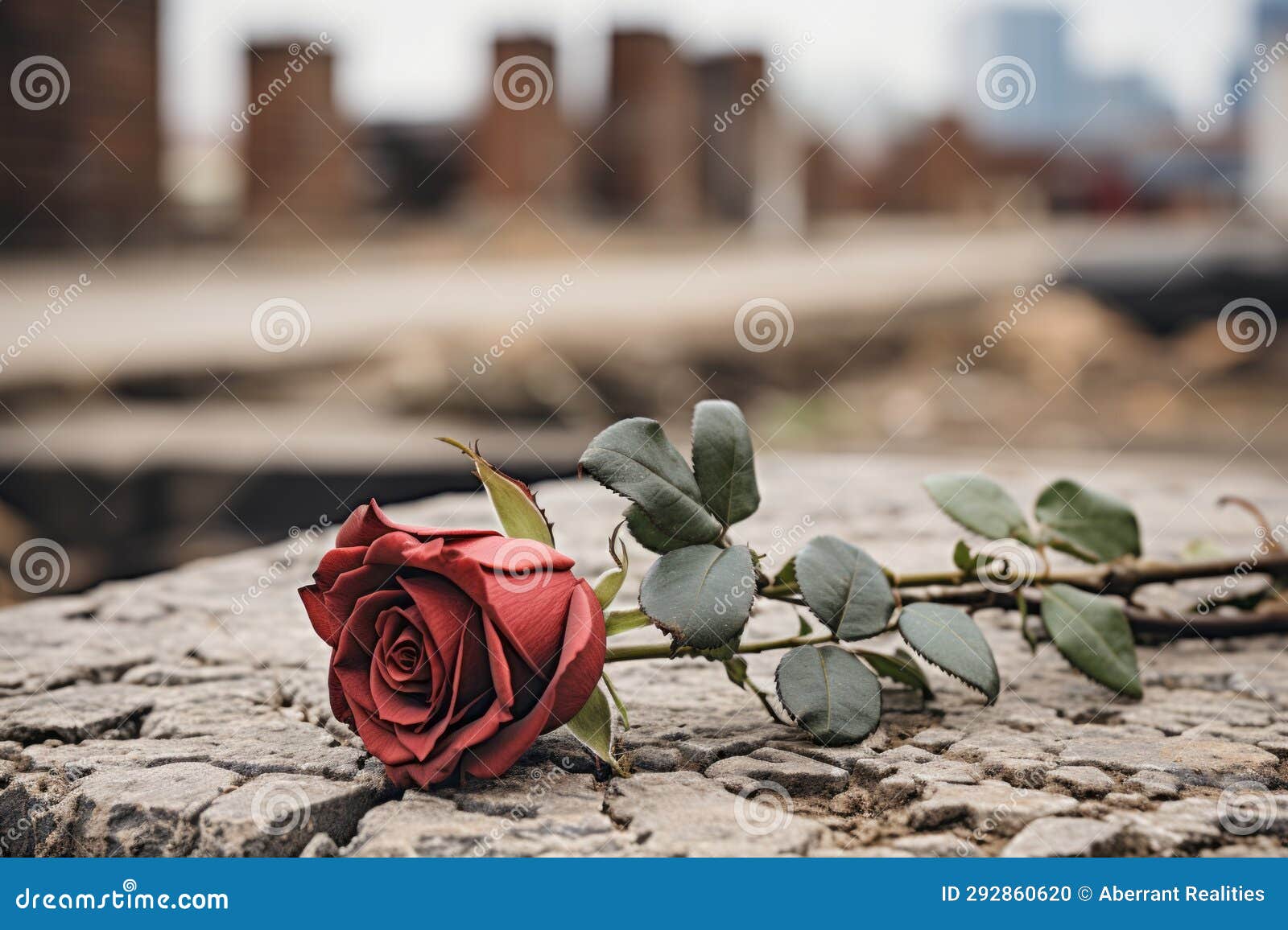 A Single Red Rose Laying on the Ground Stock Photo - Image of single ...