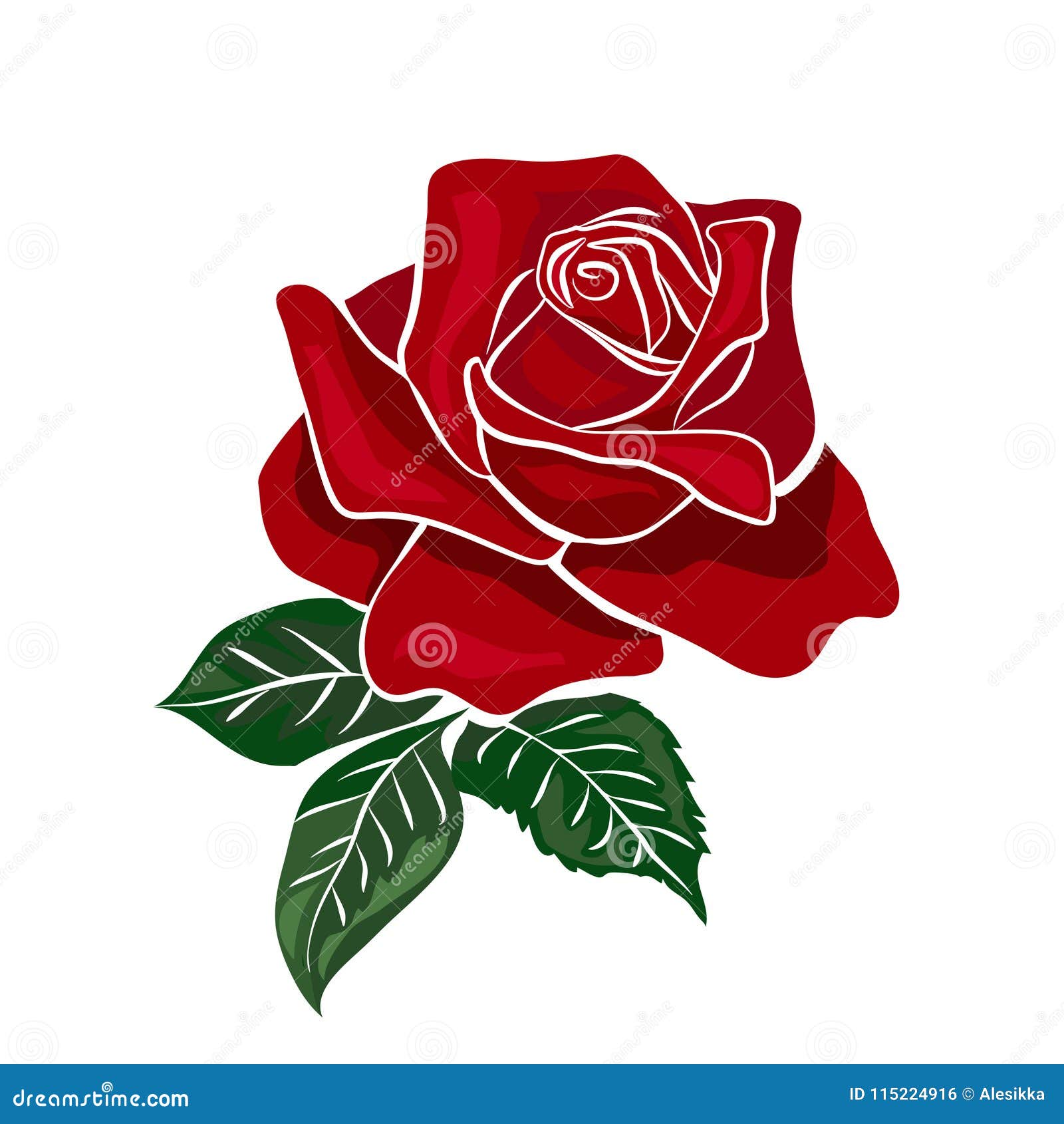Single red rose stock vector. Illustration of revival - 115224916