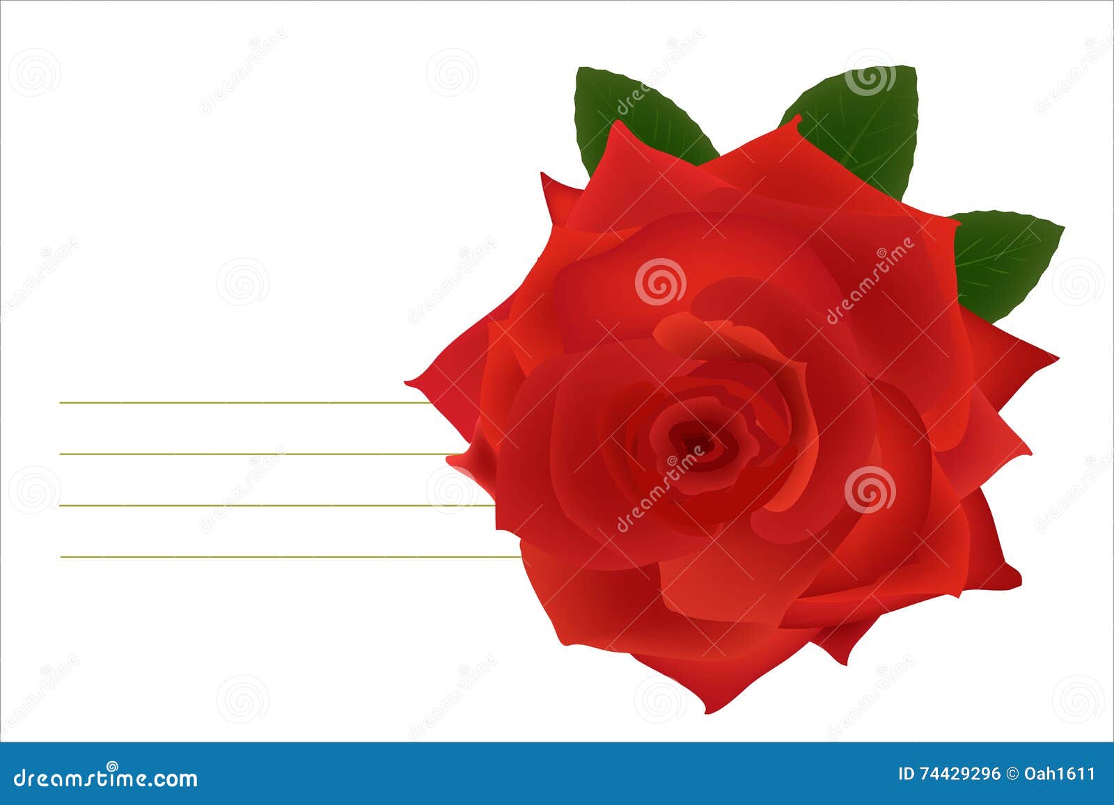 Single red rose vector stock vector. Illustration of green - 74429296