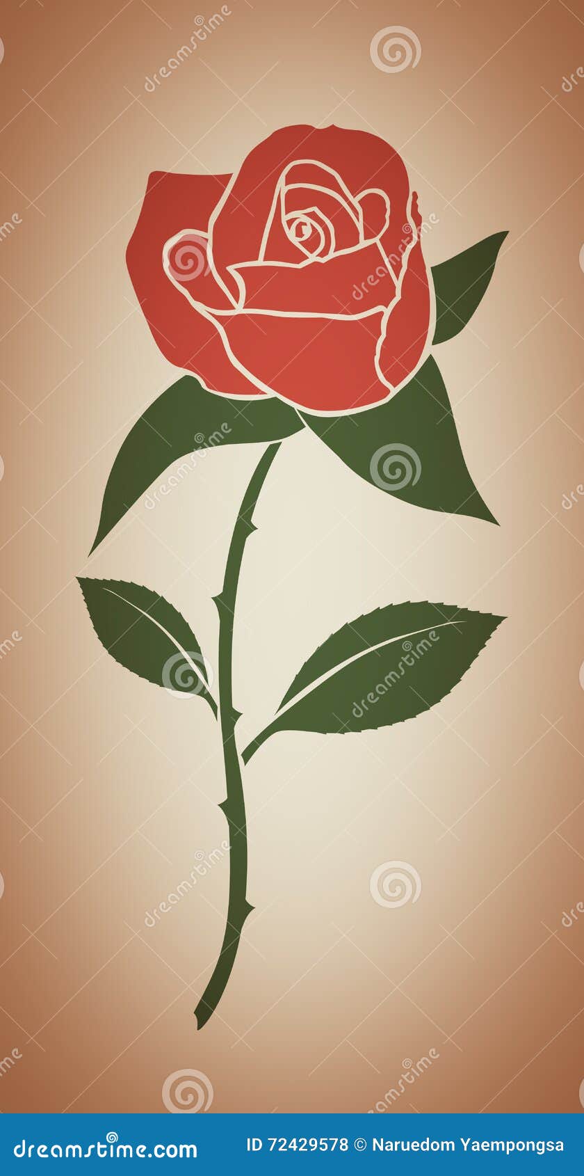 Single red rose stock illustration. Illustration of valentine - 72429578