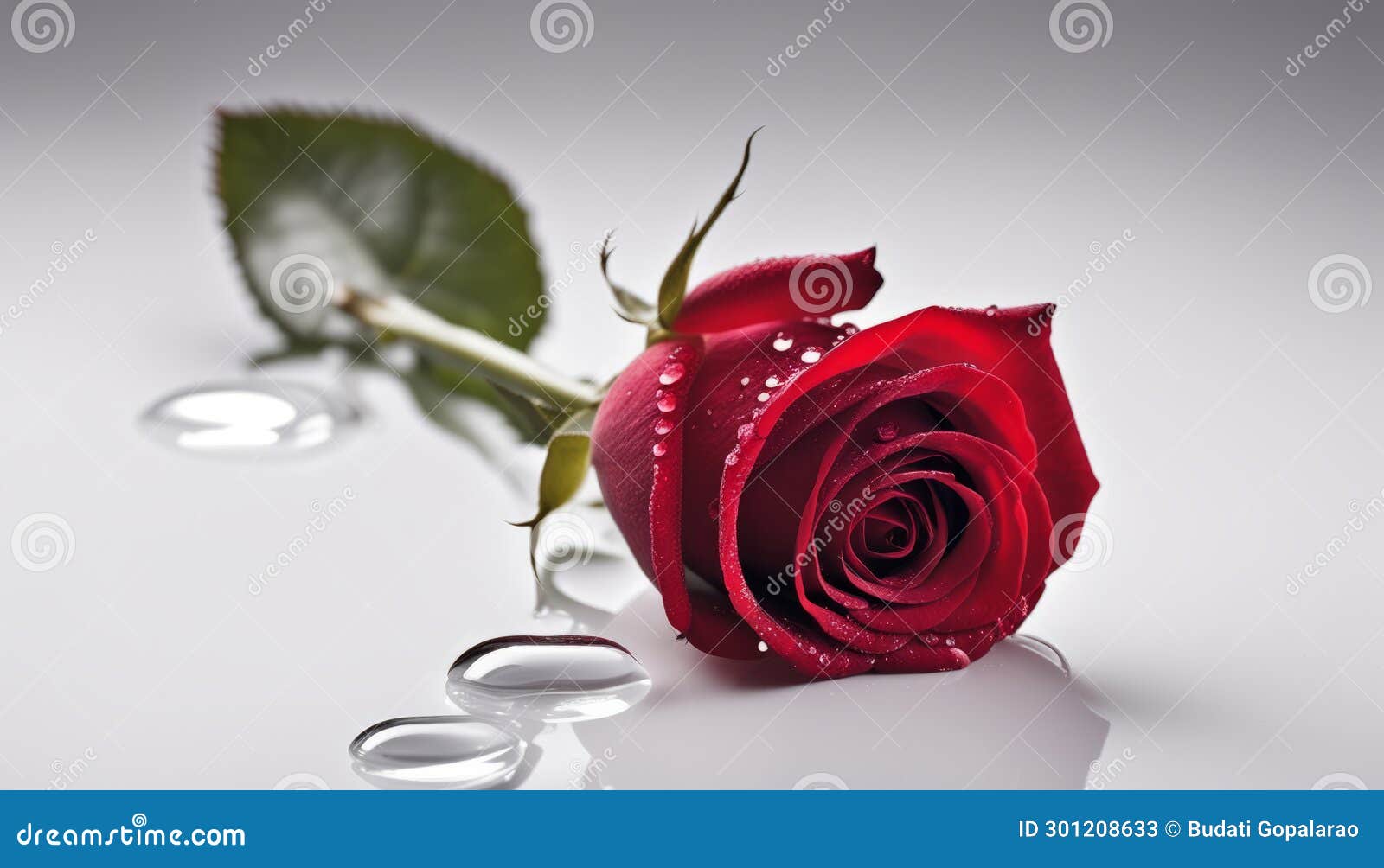 A Single Red Rose with Water Droplets on it Stock Illustration ...