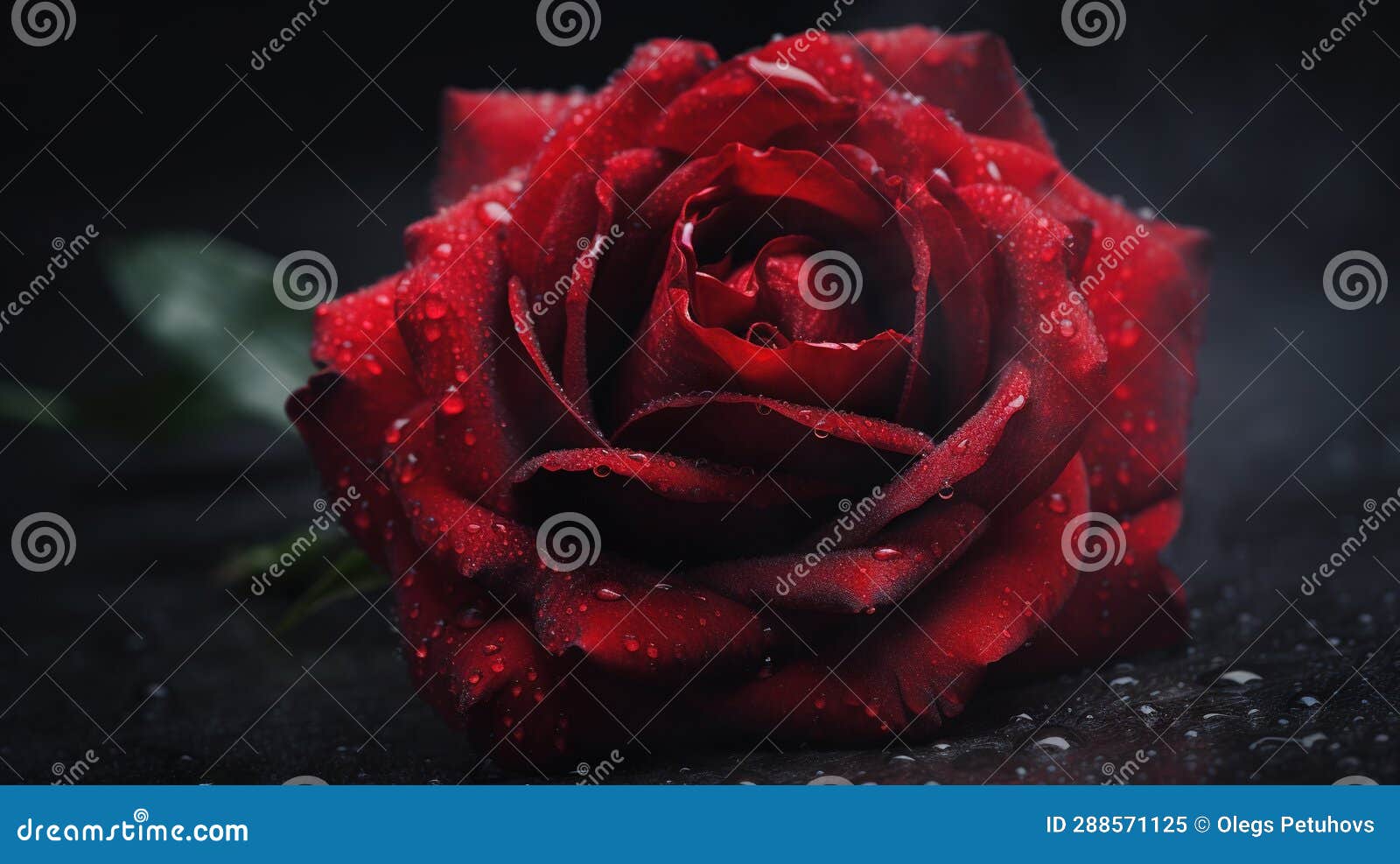 A Single Red Rose with Water Droplets on it S Petals Stock Image ...