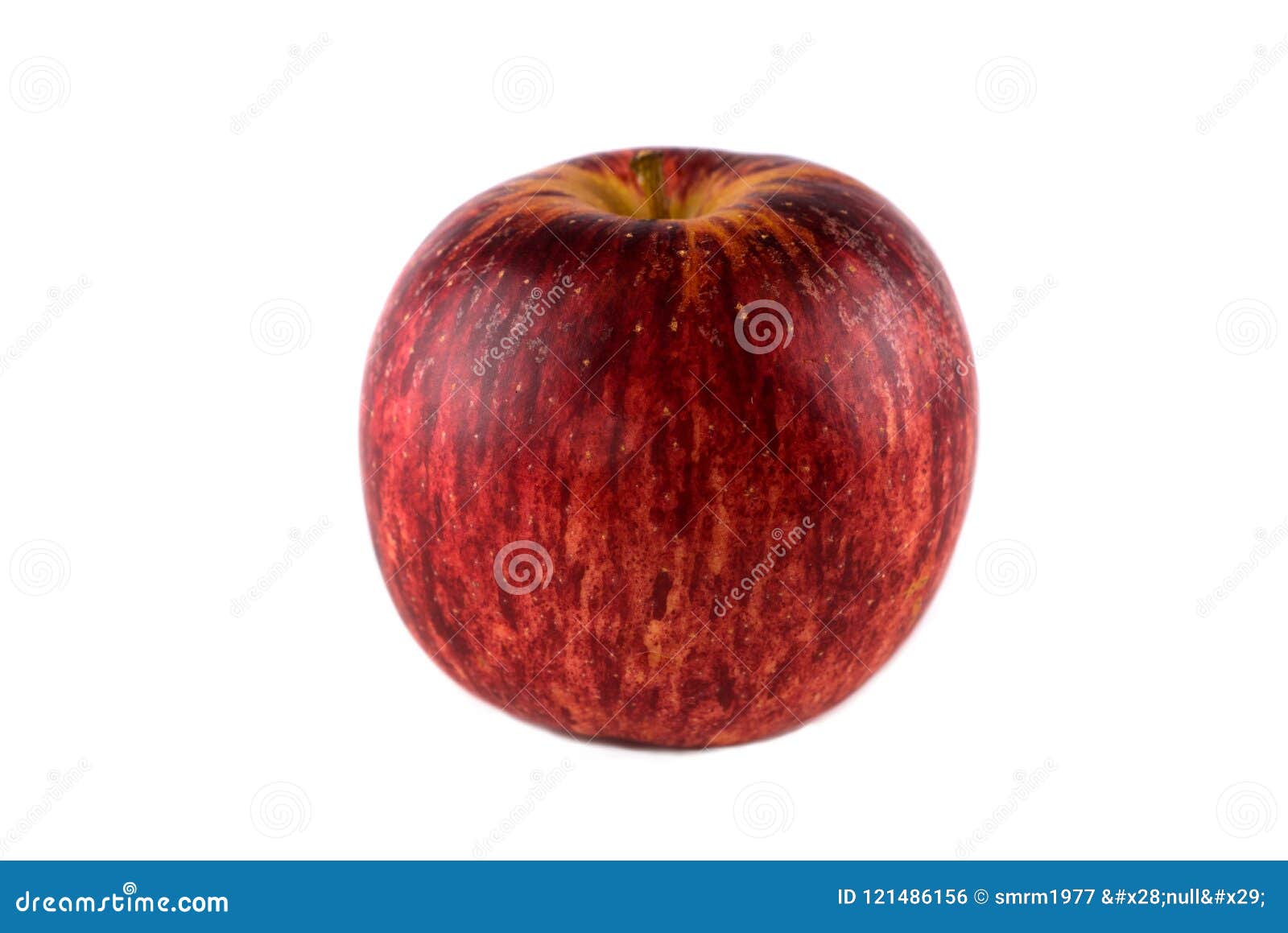 SINGLE RED STRIPED APPLE. ISOLATED AGAINST WHITE BACKGROUND Stock Photo ...