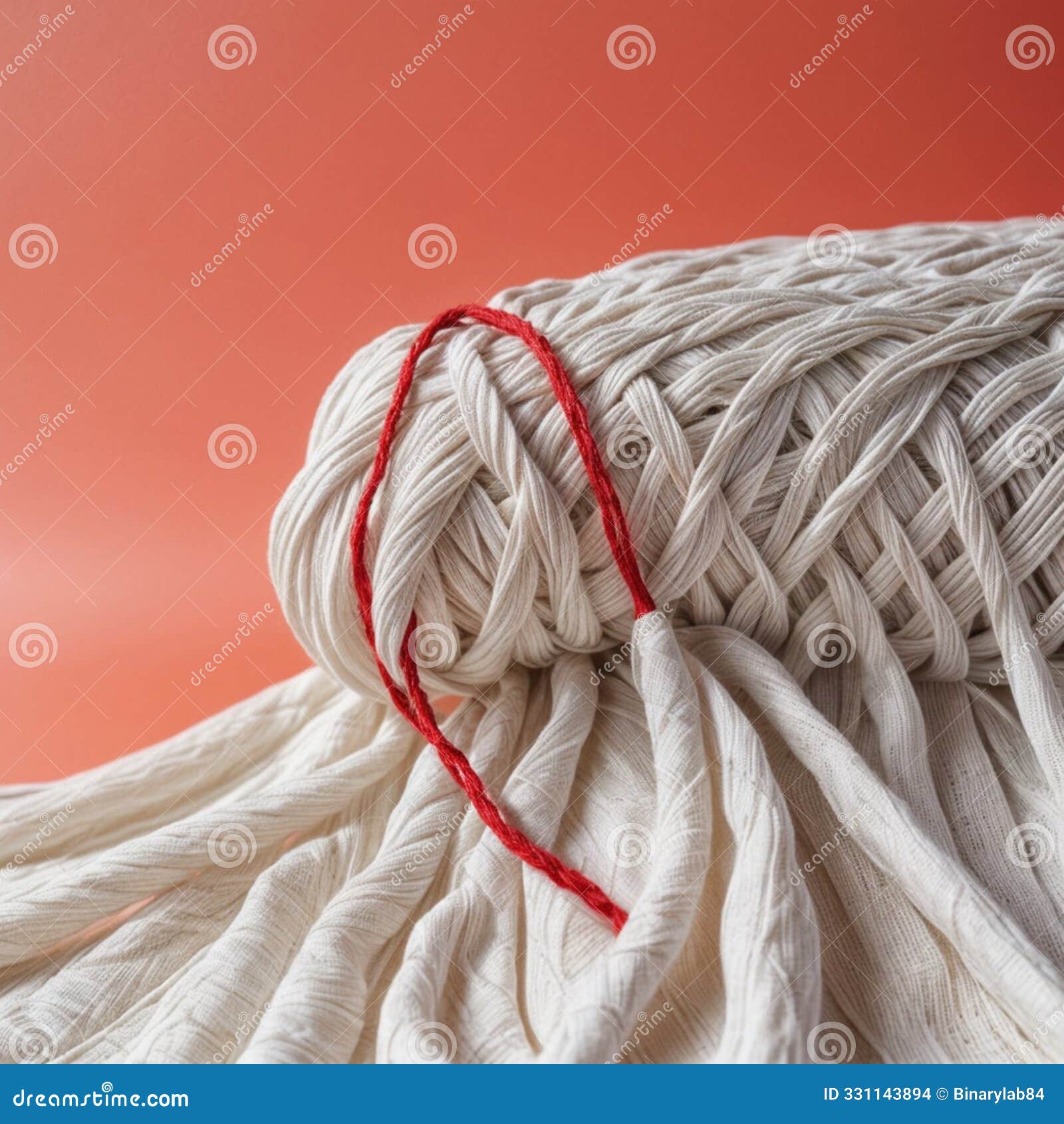 Single Red Thread Woven through White Fabric Stock Photo - Image of ...