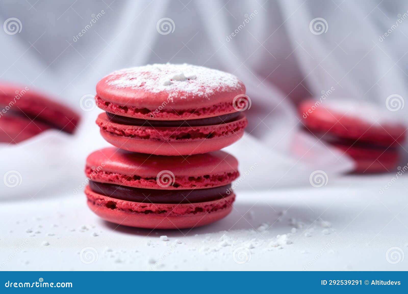 A Single Red Velvet Macaron Under Soft Light Stock Image - Image of ...