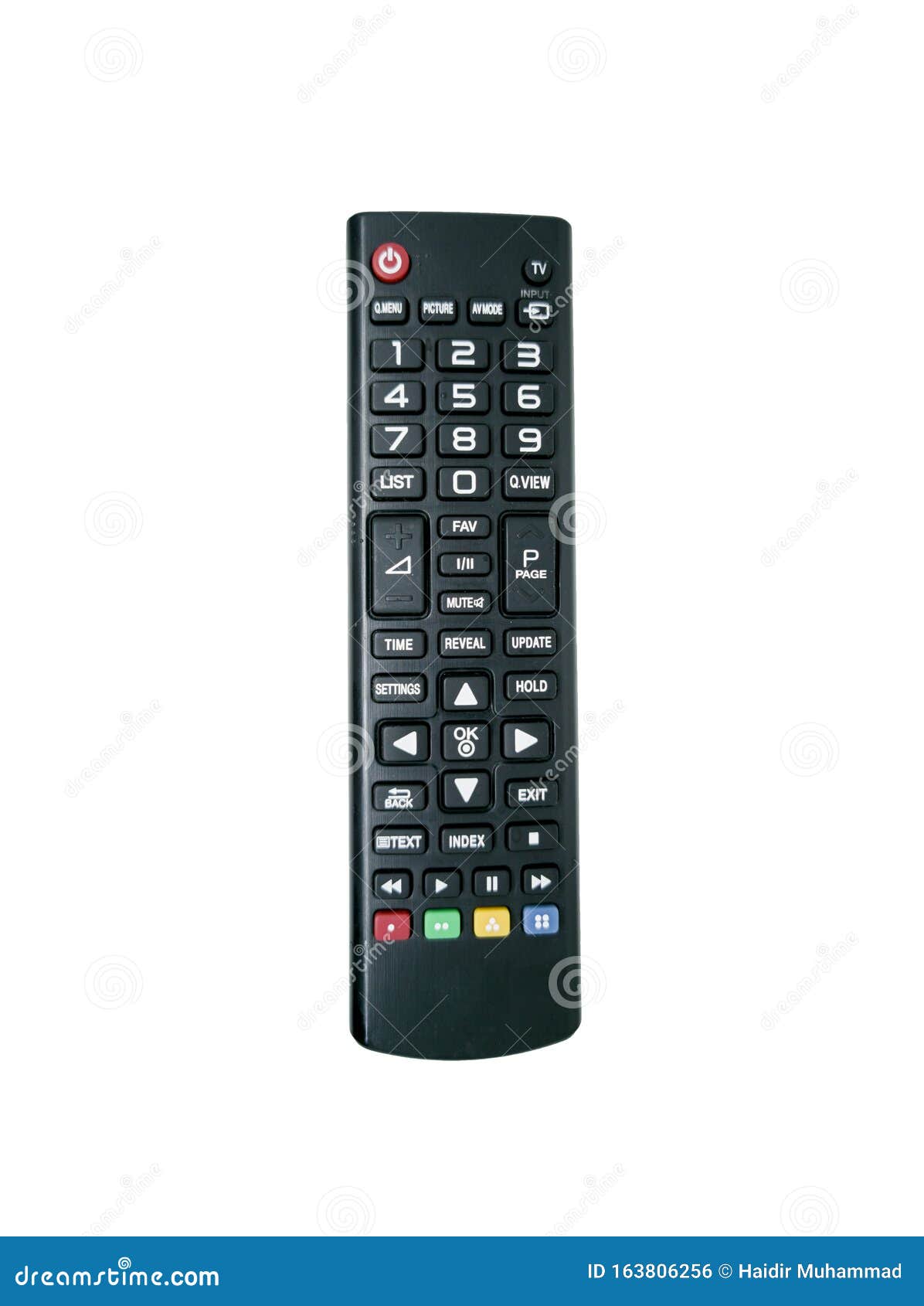 Single Remote Control Digital Isolated on White Background. a Black ...