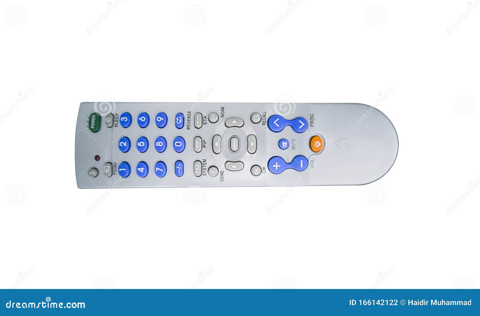 Single Remote Control Digital Isolated on White Background. a Silver ...