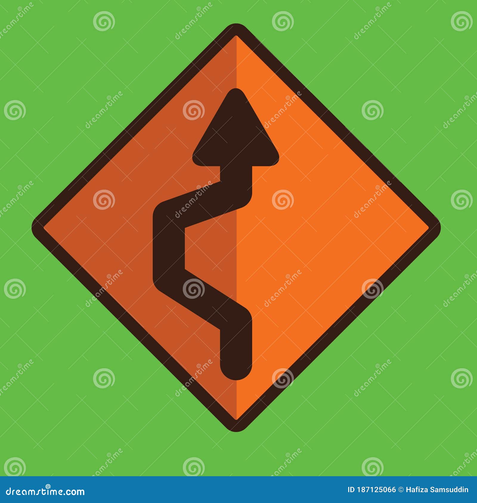 Single Reverse Curve Sign. Vector Illustration Decorative Design Stock ...
