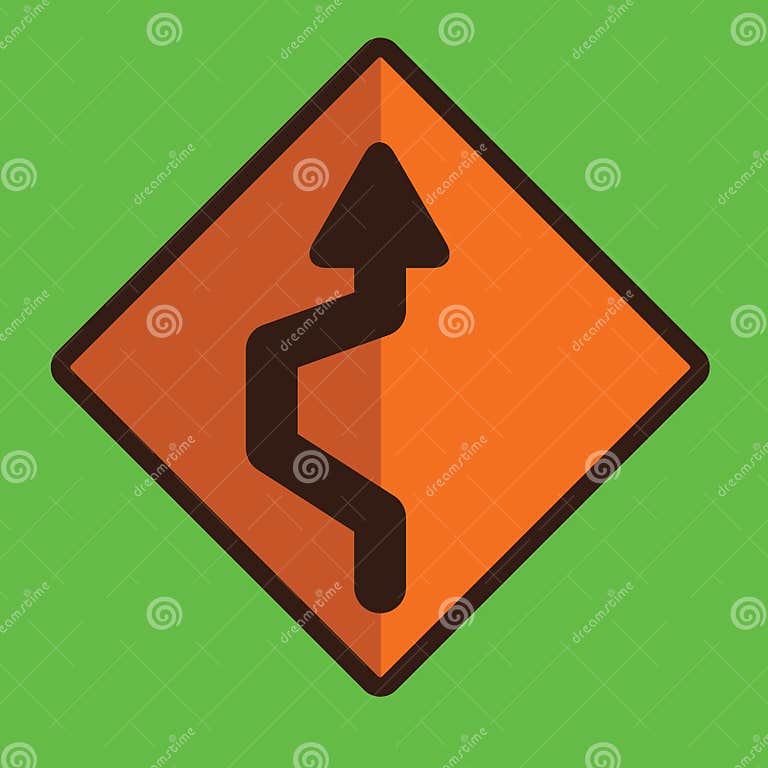 Single Reverse Curve Sign. Vector Illustration Decorative Design Stock ...