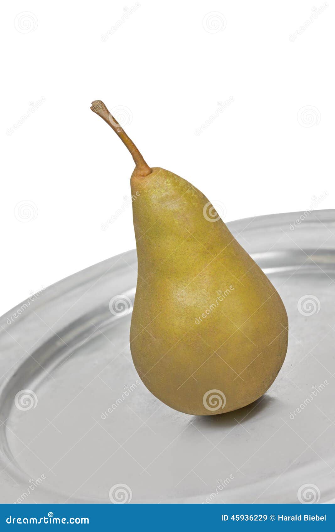 Single Ripe Pear on a Tin Plate Stock Image - Image of plate, fresh ...