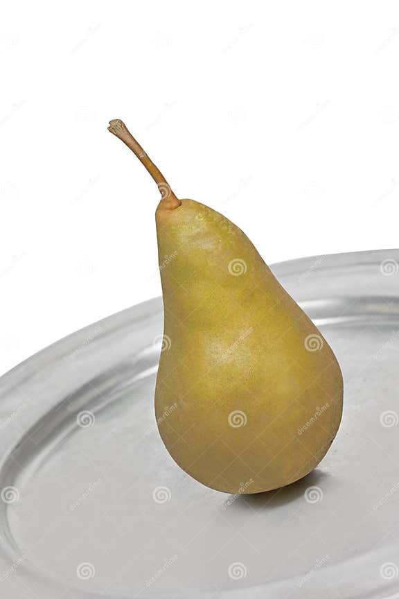 Single Ripe Pear on a Tin Plate Stock Image - Image of plate, fresh ...