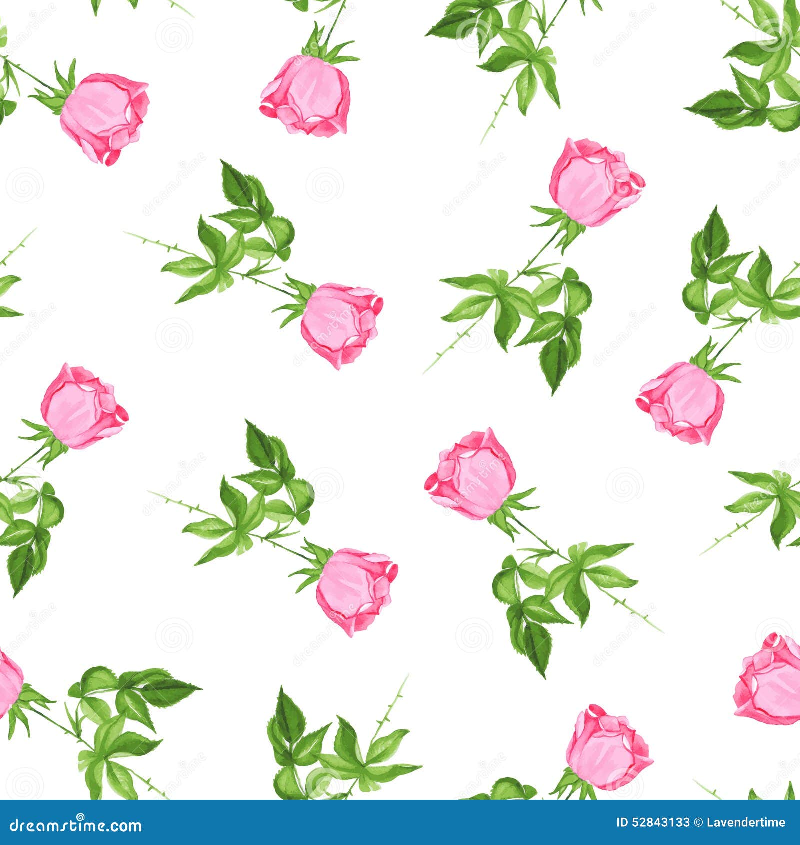 Single Roses Watercolor Seamless Vector Print Stock Vector ...
