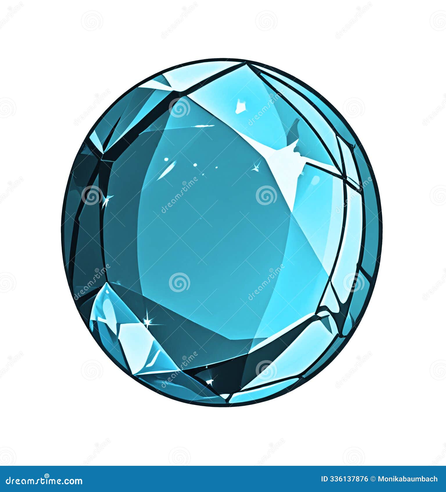 Single Round Light Blue Gemstone Isolated on White or Transparent ...