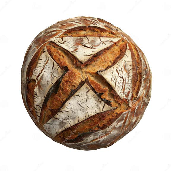 A Single Round Loaf of Artisan Bread with a Distinctive X-Shaped ...