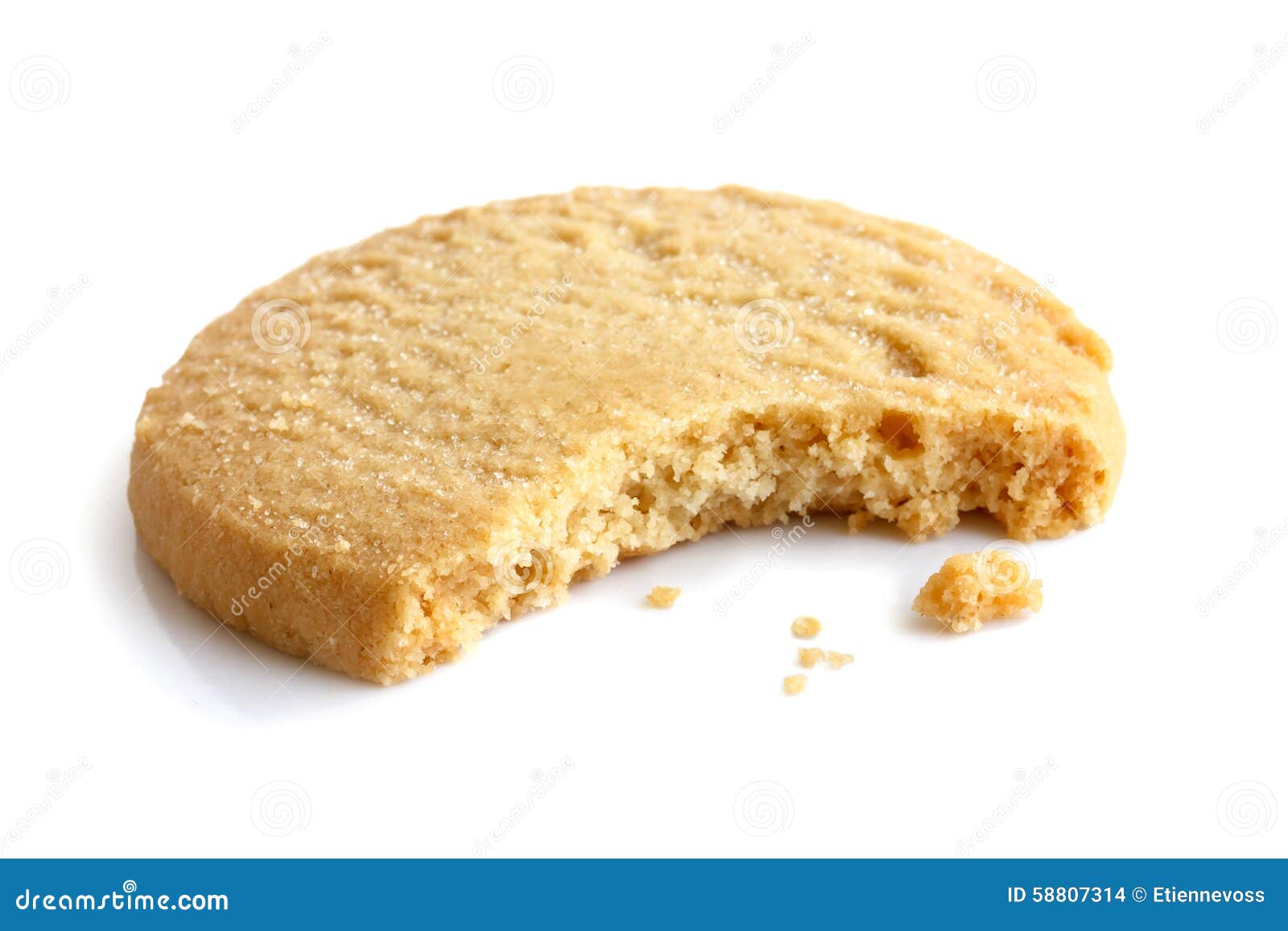 Single Round Shortbread Biscuit with Crumbs and Bite Missing. in Stock ...