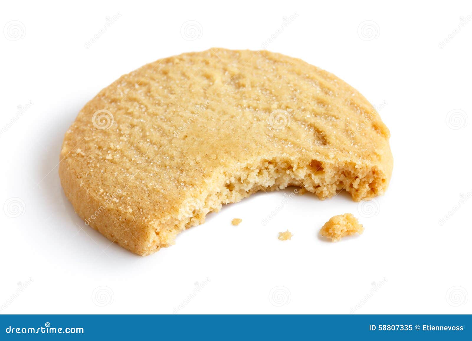 Single Round Shortbread Biscuit with Crumbs and Bite Missing. in Stock ...