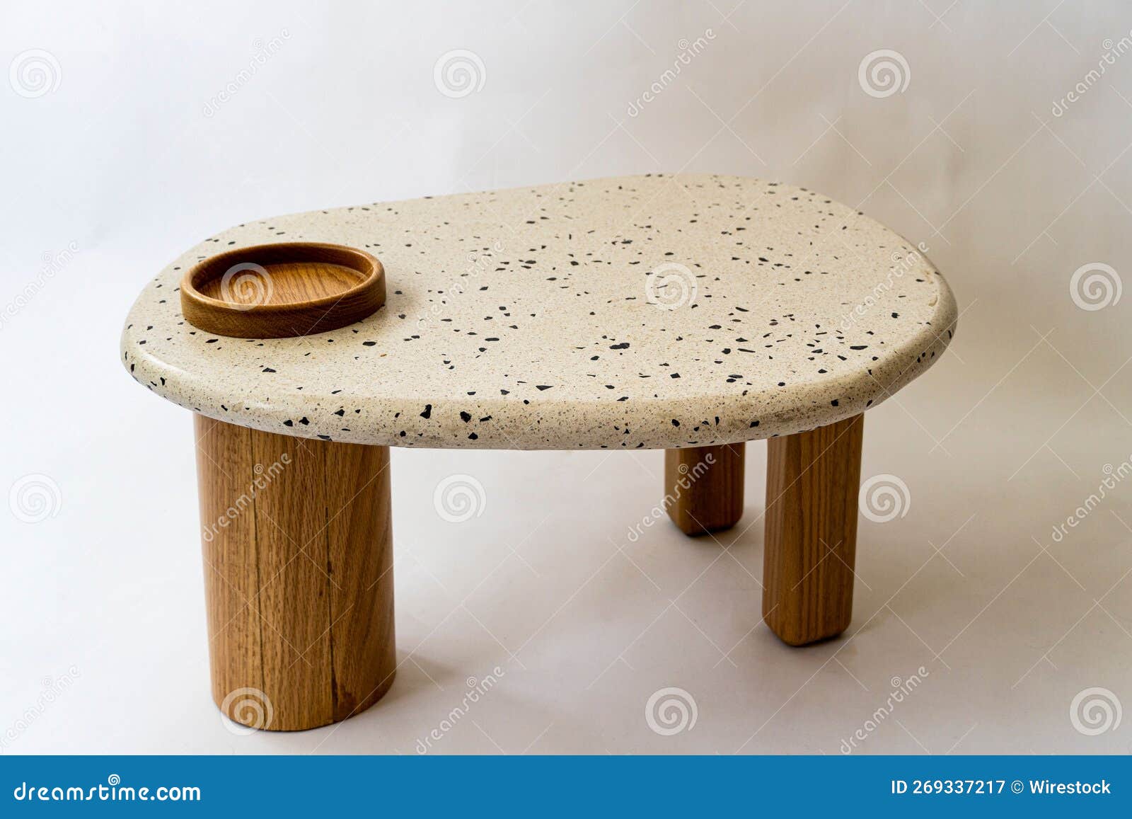 Single Round White Table on a White Background. Stock Image - Image of ...