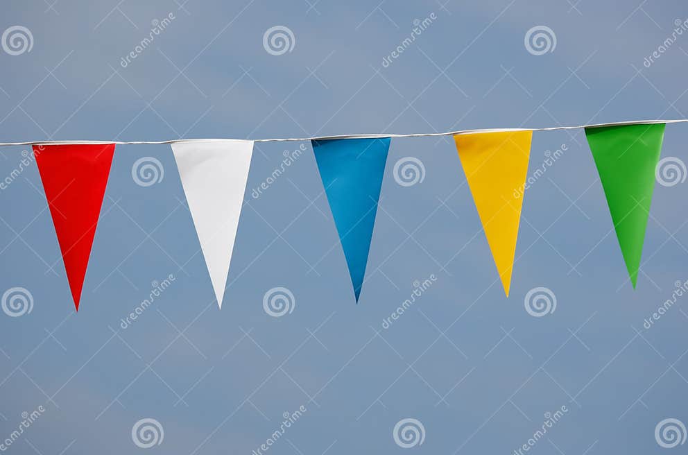 Single Row of Triangle Shaped Pennants Stock Image - Image of ornament ...